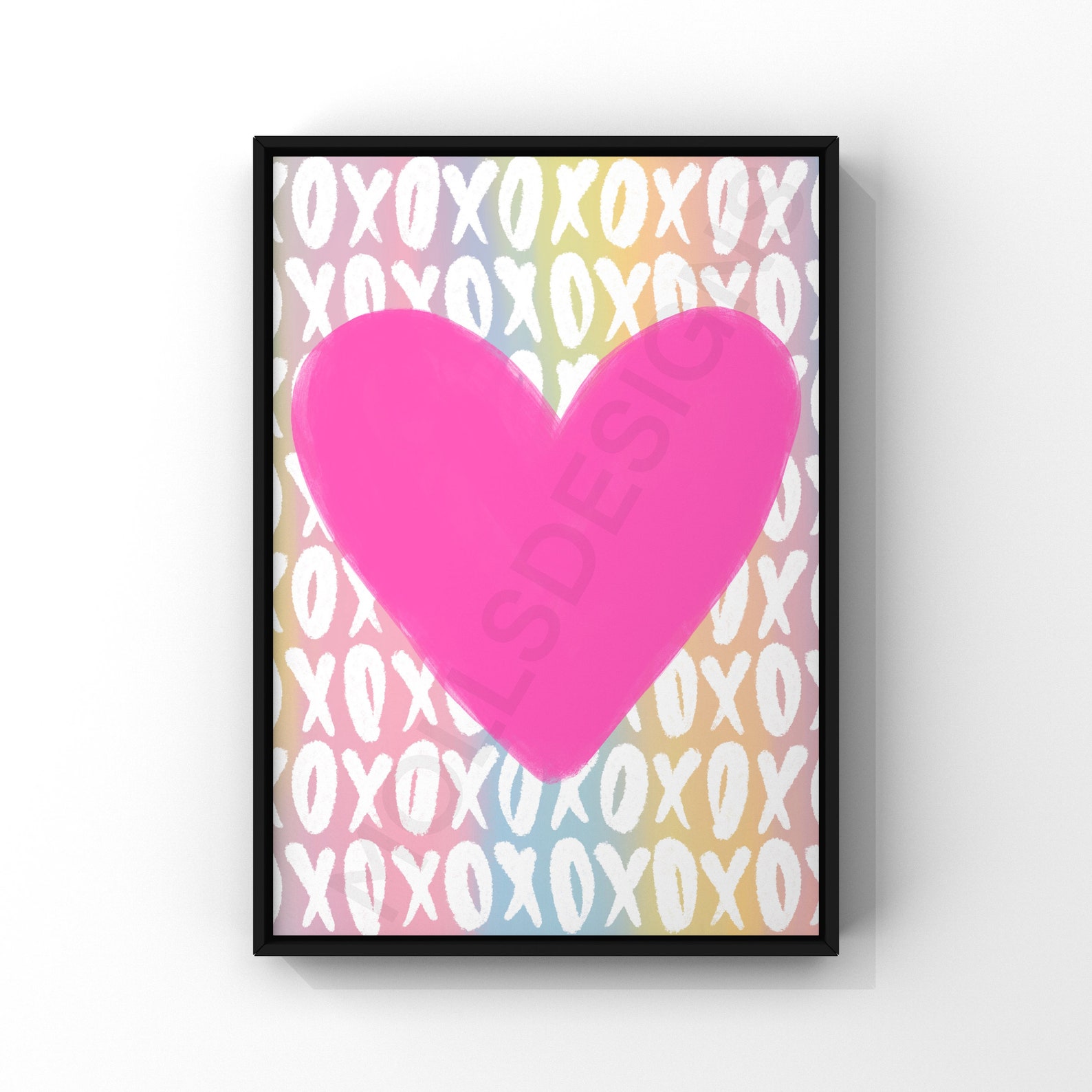 Preppy Rainbow XOXO Heart digital Download Preppy Wall Art | Etsy