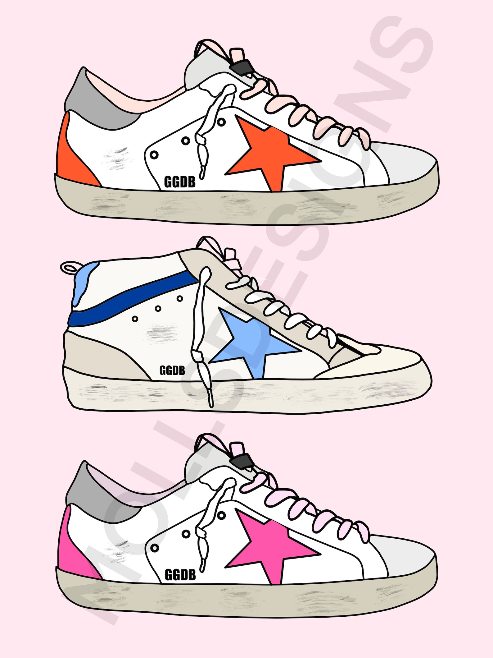 Preppy Golden Goose Shoe Wall Art Design digital Download - Etsy