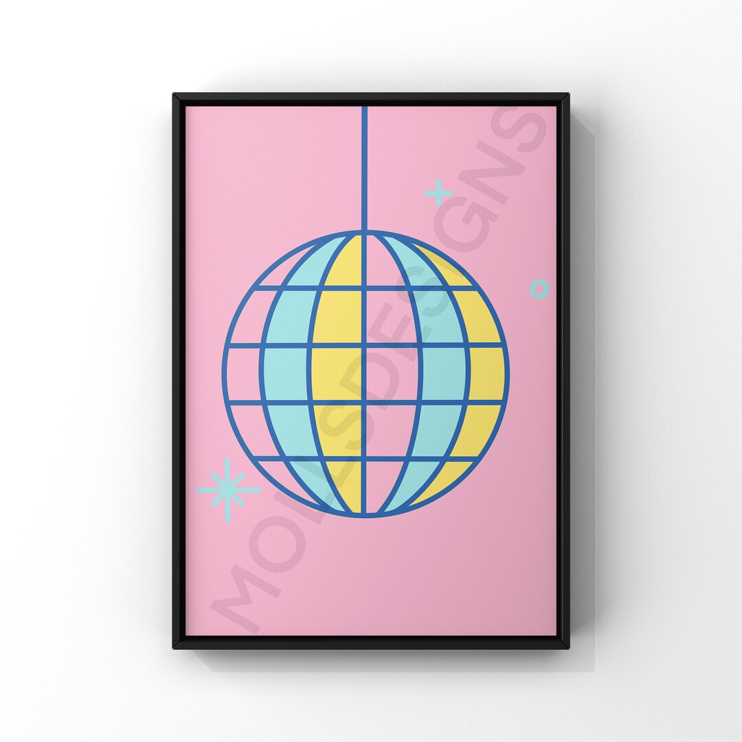 Preppy Colorful Disco Ball (digital Download), Preppy Wall Art, Room ...