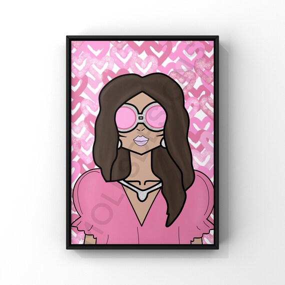 Preppy Funky Girl Portrait digital Download Preppy Wall - Etsy