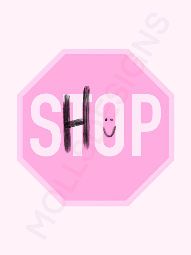 Preppy Shop Stop Sign Wall Art digital Download Preppy Wall - Etsy