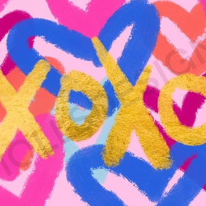 Preppy XOXO Heart Abstract (digital Download), Preppy Wall Art, Room ...