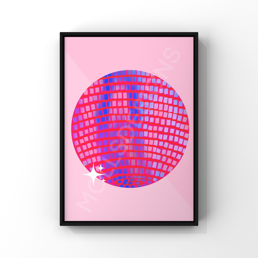 Preppy Colorful Disco Ball (digital Download), Preppy Wall Art, Room ...