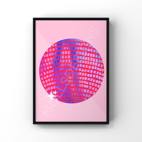 Preppy Colorful Disco Ball digital Download Preppy Wall - Etsy Australia