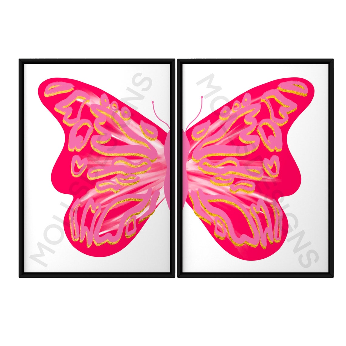 Preppy Split Butterfly Wall Art digital Download Preppy - Etsy