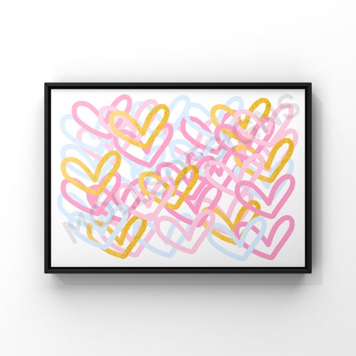 Pink Heart Preppy Wall Art Printable Preppy Room Decor for - Etsy