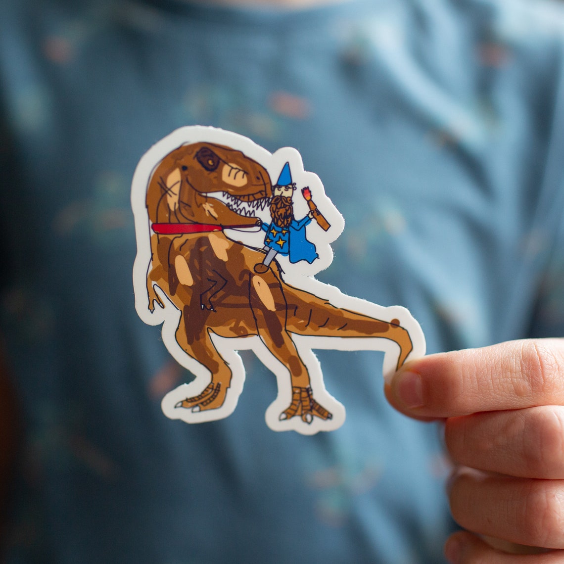 Wizard Riding a Dinosaur Vinyl Sticker, Dinosaur Sticker, Wizard ...