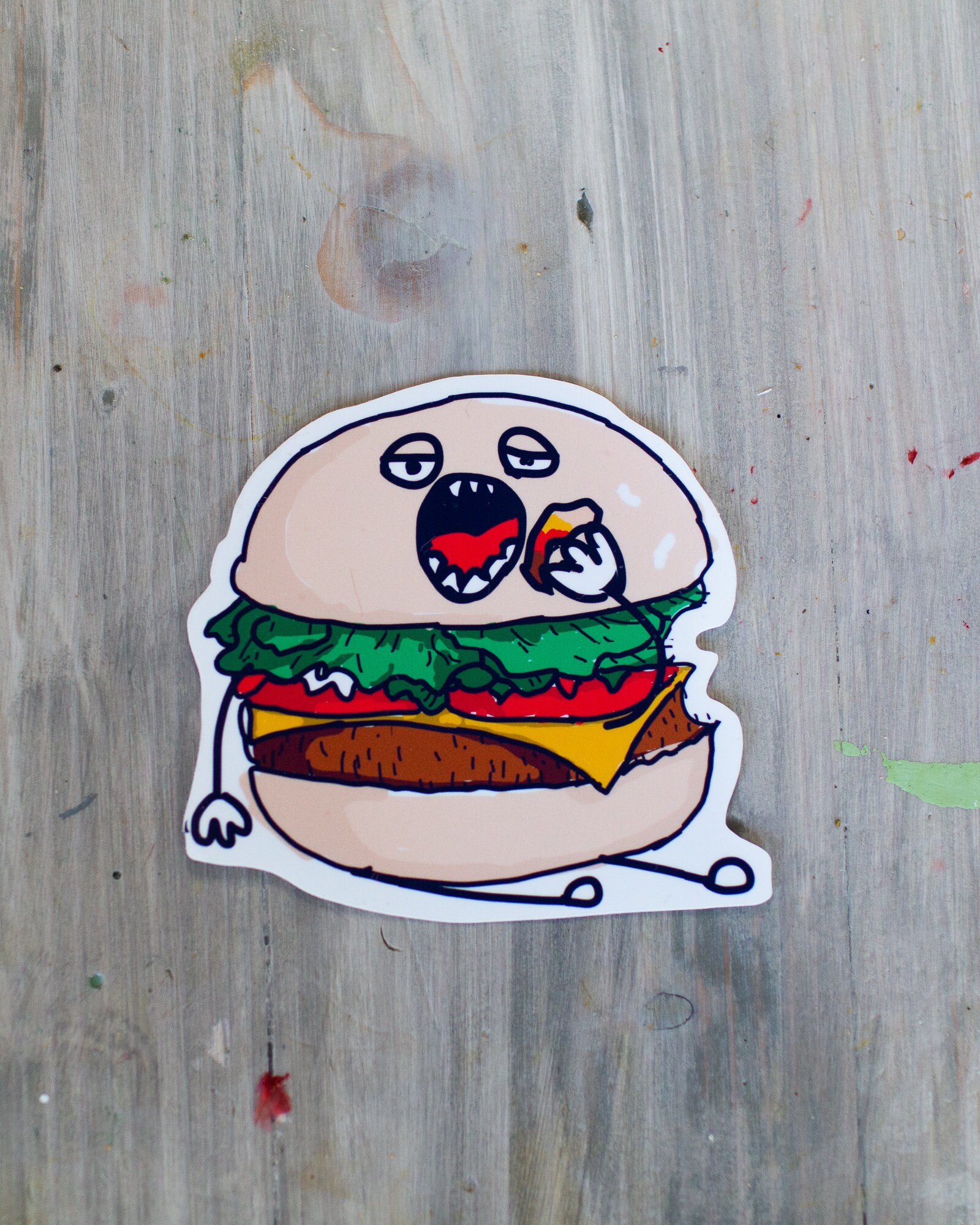 Hamburger Man Sticker, Fat Man Sticker, Derpy Man, Crazy Sticker ...