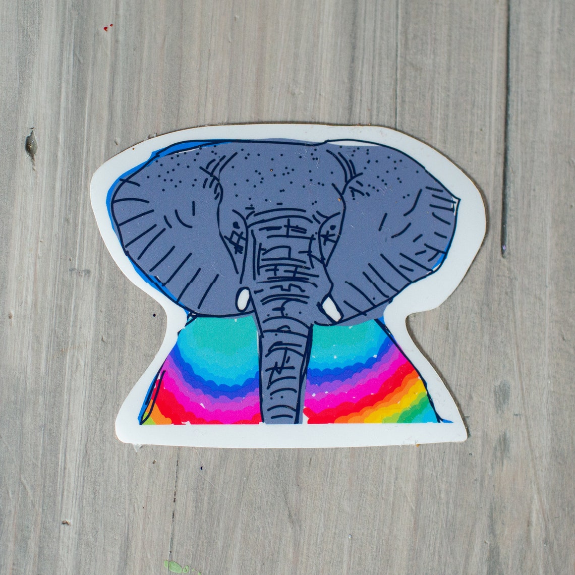 Hippie Elephant Sticker, Elephant, Tie Dyed Shirt, Custom Sticker Vinyl ...