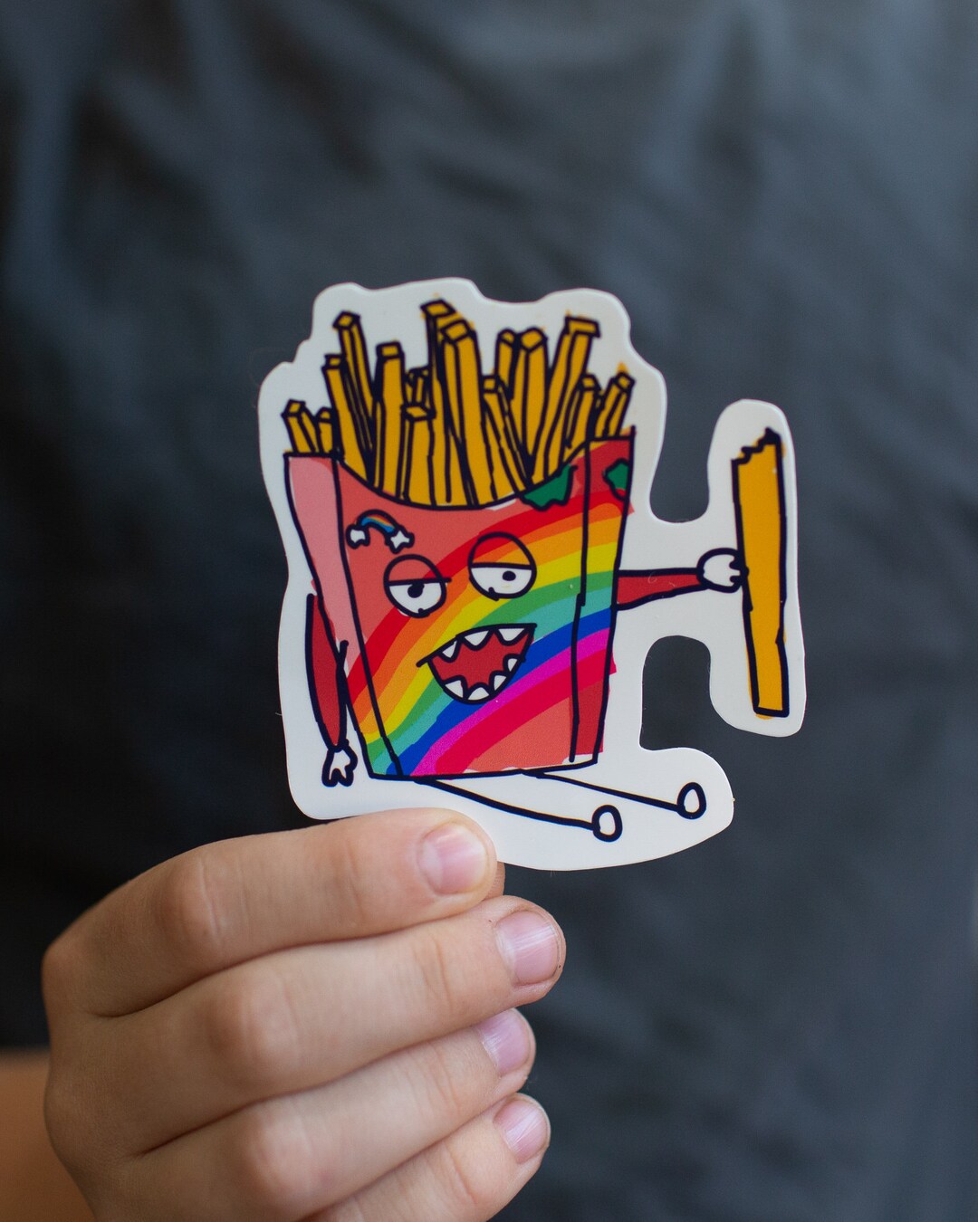 French Fry Man Sticker French Fries Sticker Derpy Man Crazy - Etsy UK