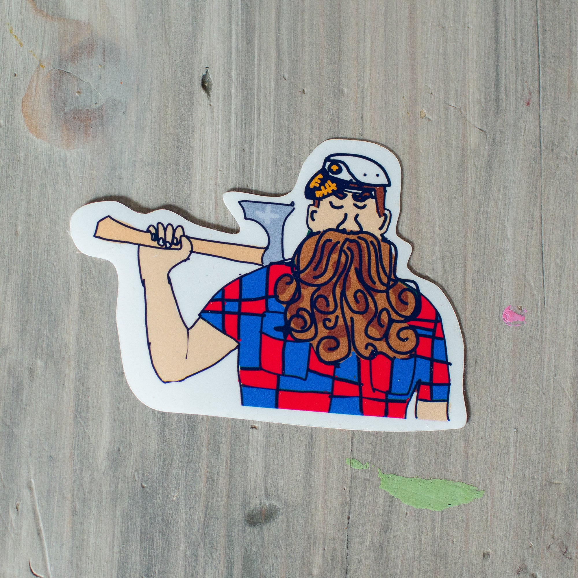 Captain Lumberjack Sticker, Plaid Sticker, Lumberjack Sticker, Bearly ...