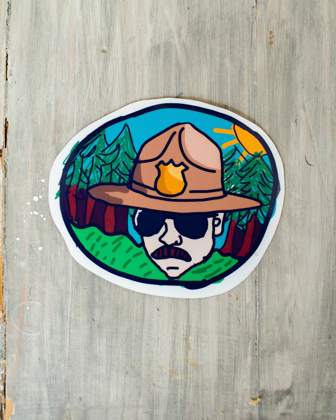 Ranger Mike Sticker, Forest Ranger Sticker, Mustache Man Sticker ...