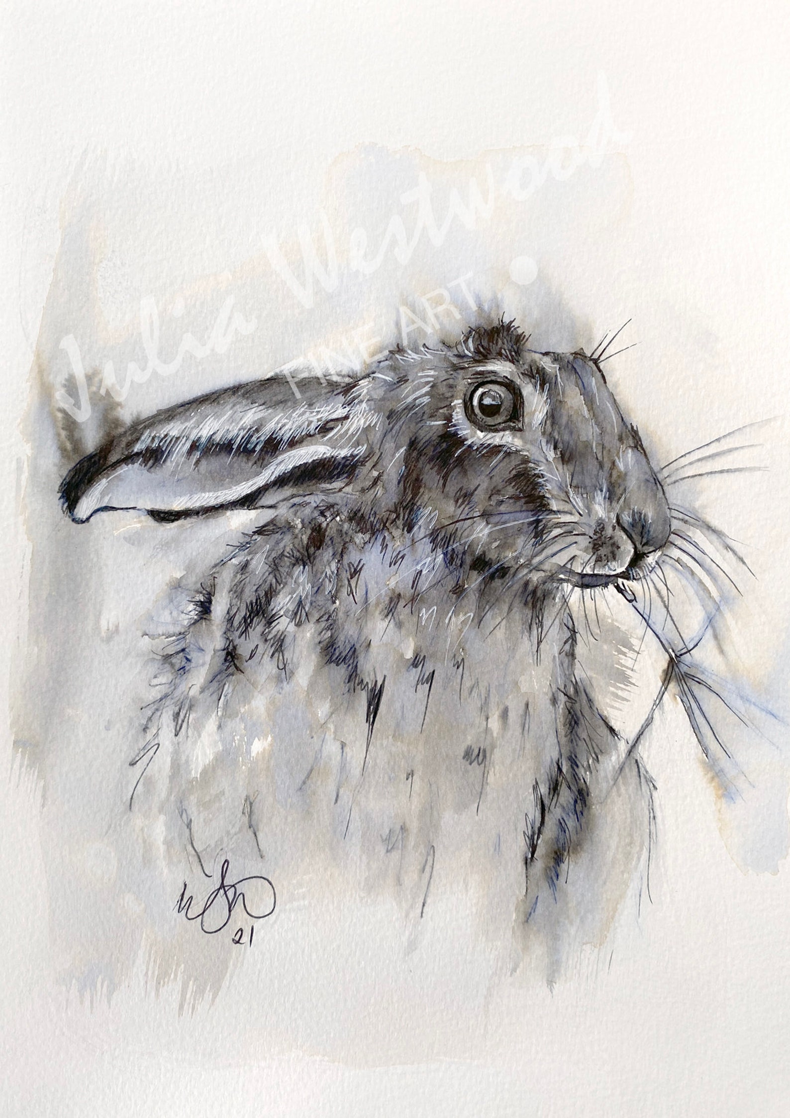 Giclee print of my original ink hare drawing - Etsy.de