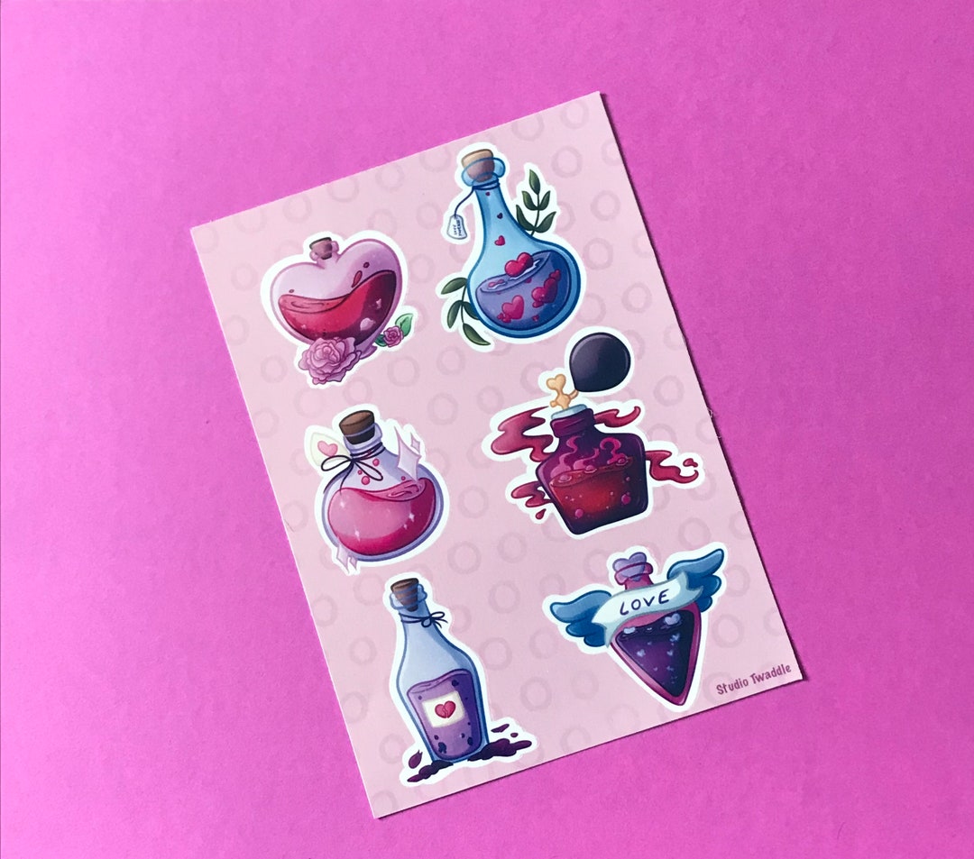 Love Potion Sticker Sheet/stickers/kisscut Stickers/valentine's Day ...