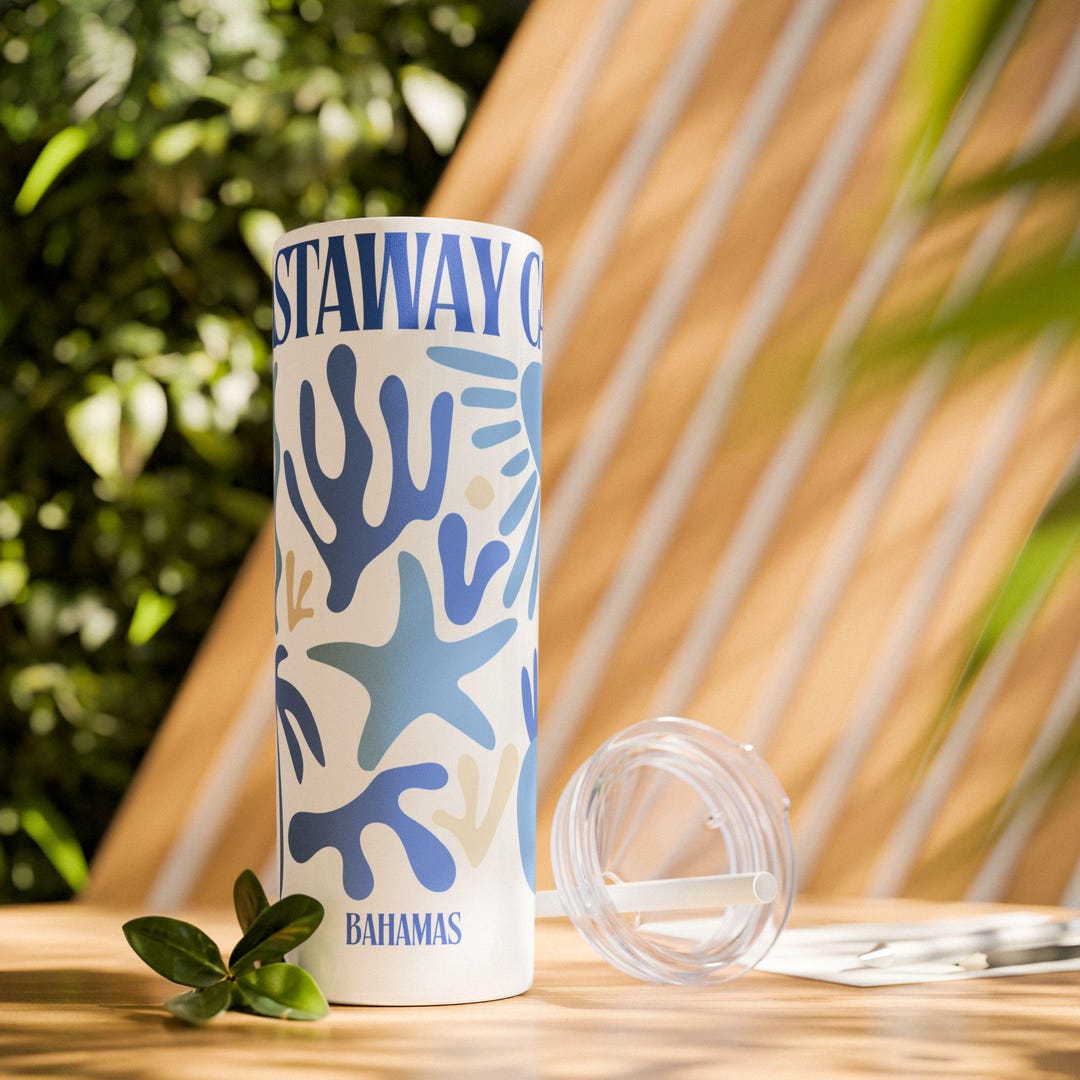 Castaway Cay Organic Icons Skinny Tumbler With Straw, 20oz - Etsy