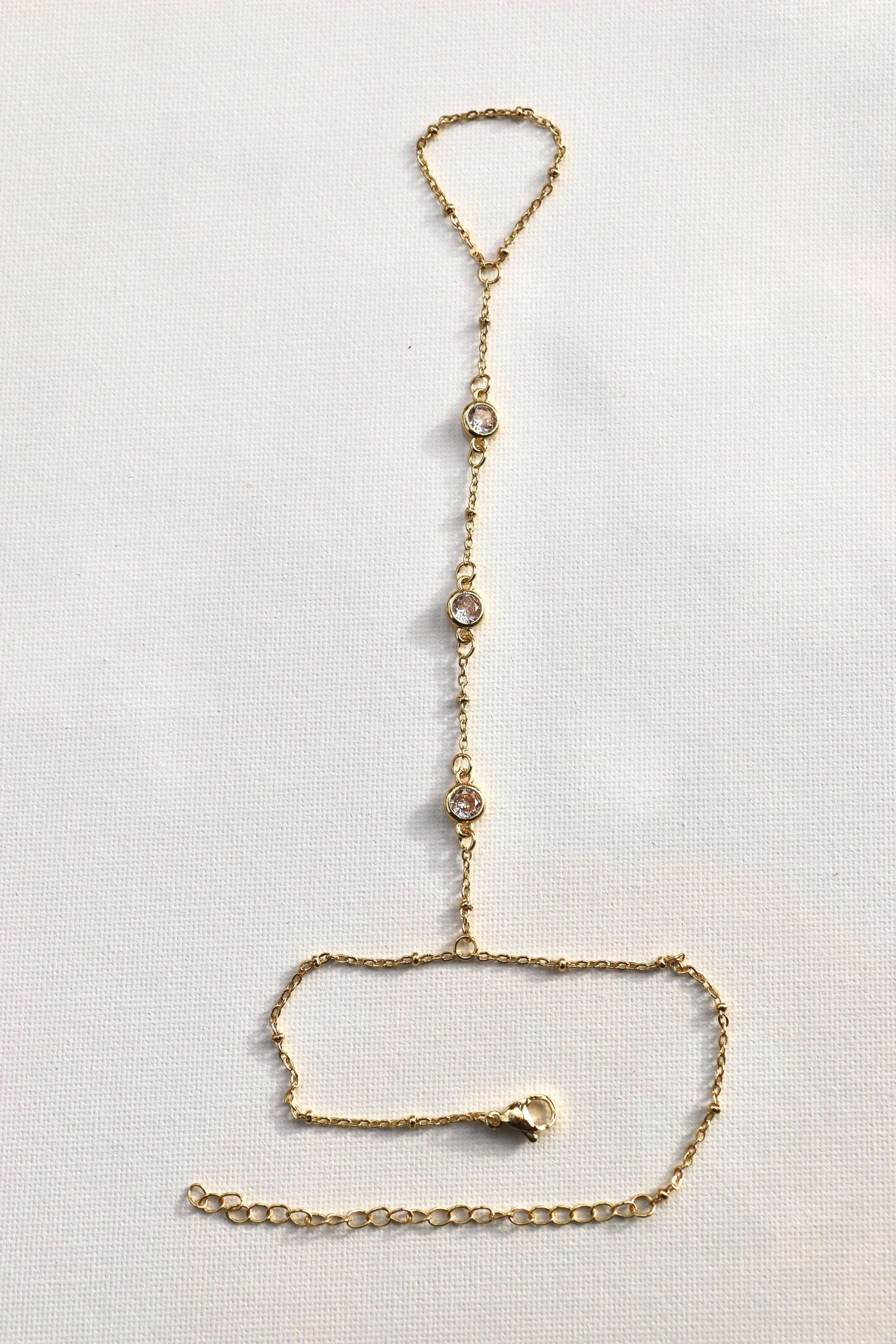 Gold Stainless Steel Hand Chain With Diamonds - Etsy