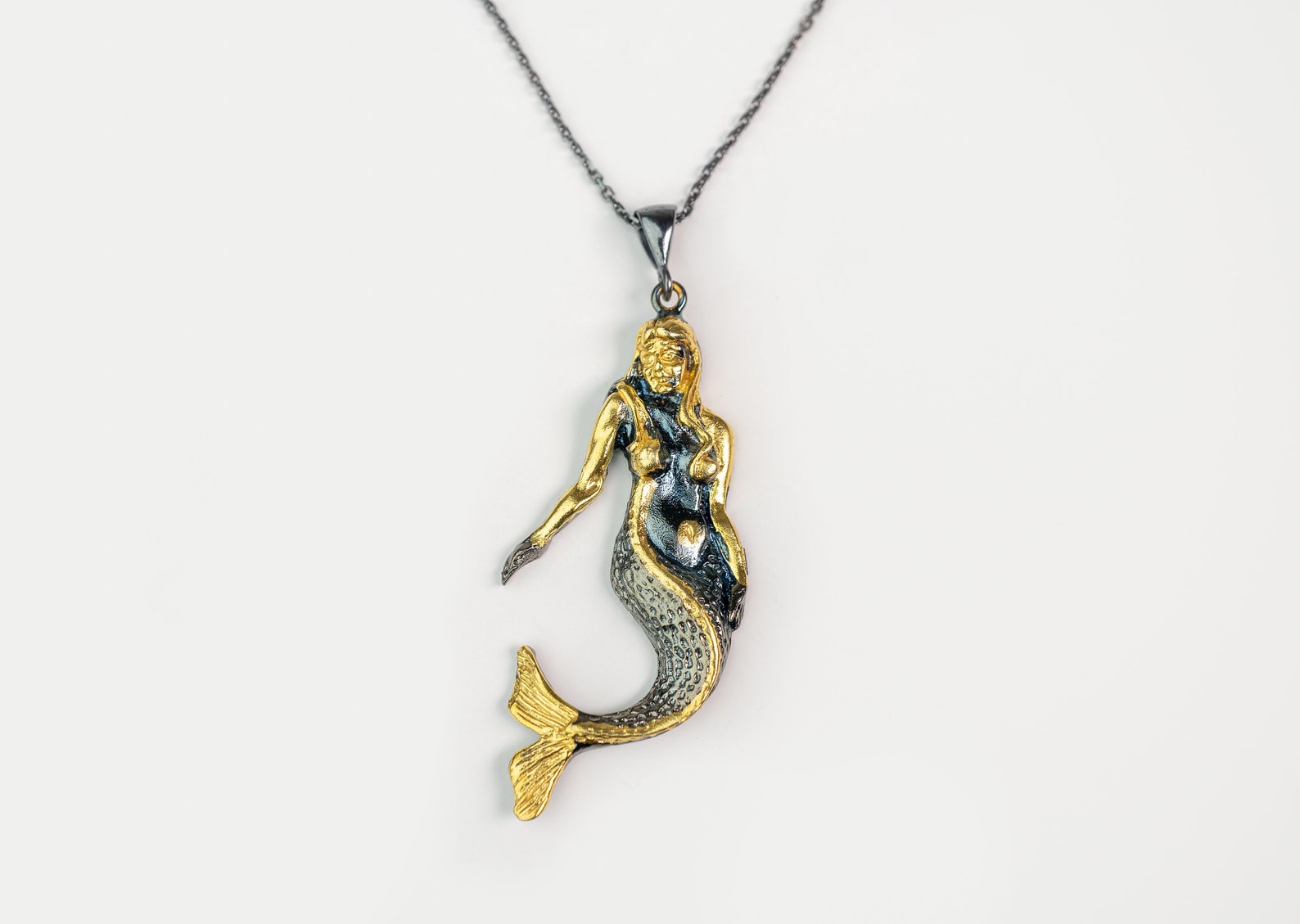 Mermaid Gold Plated Charm Necklace Siren Necklace 925 - Etsy