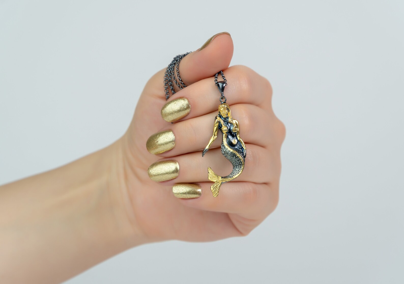 Mermaid Gold Plated Charm Necklace, Siren Necklace | 925 Silver - Etsy