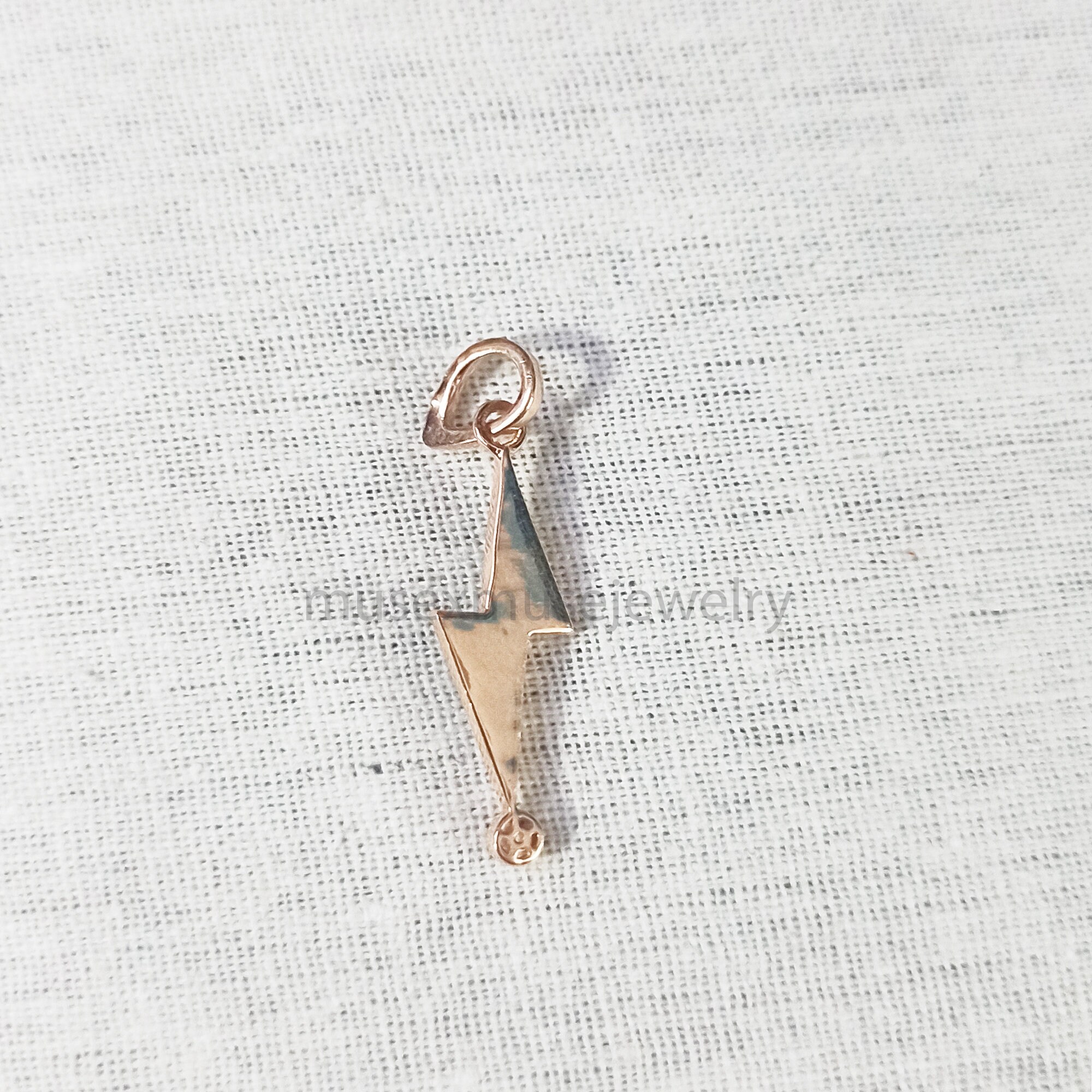 Solid Sterling Silver Black Enamel Lighting Bolt Charm | Etsy