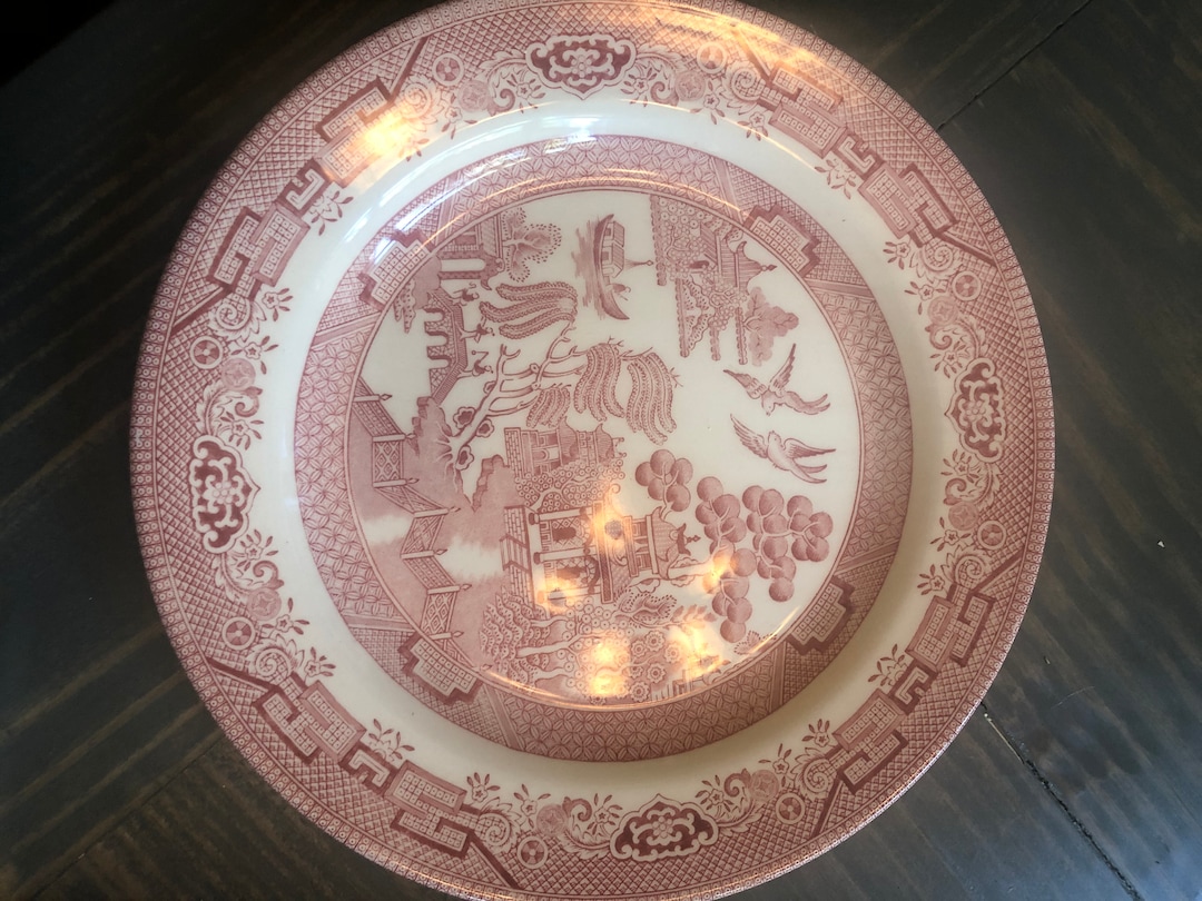 Vintage Pink Transferware Plate - Etsy