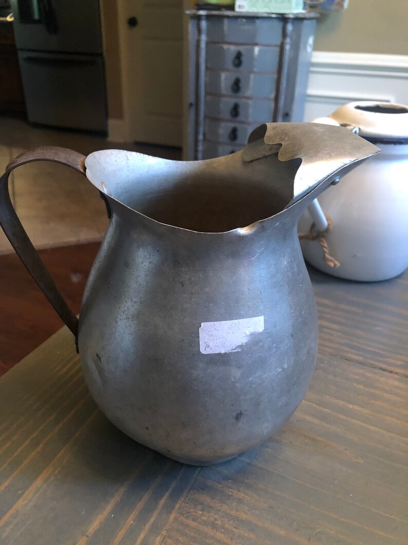Vintage Enamelware & Tin Pitcher - Etsy