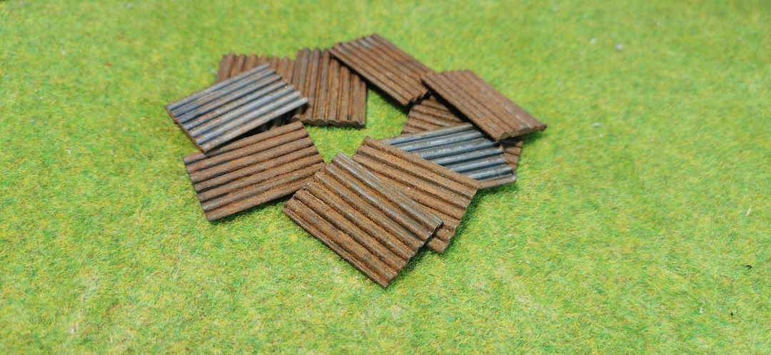 10 Pieces of Model Building Corrugated Sheets Painted With Real Rust ...
