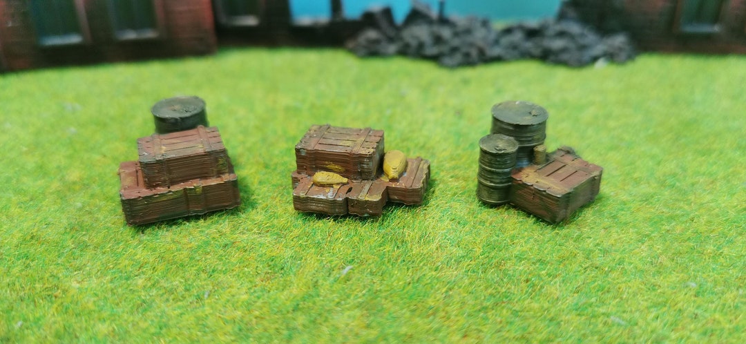 Cargo for Military Vehicles WW2 Boxes Barrels Model Kit 28 Mm / 20 Mm ...
