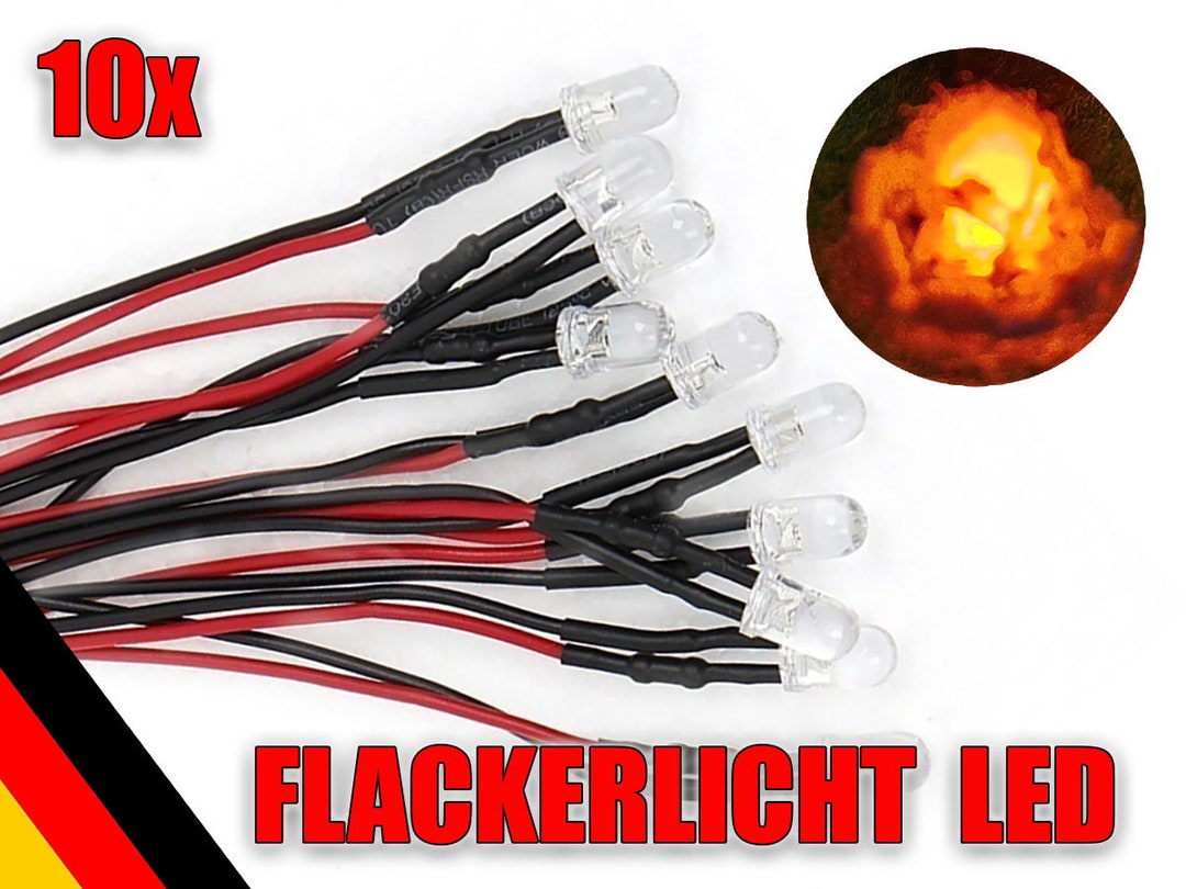 10x Ready-to-connect Flickering LED 5 Mm ORANGE Flickering Light ...