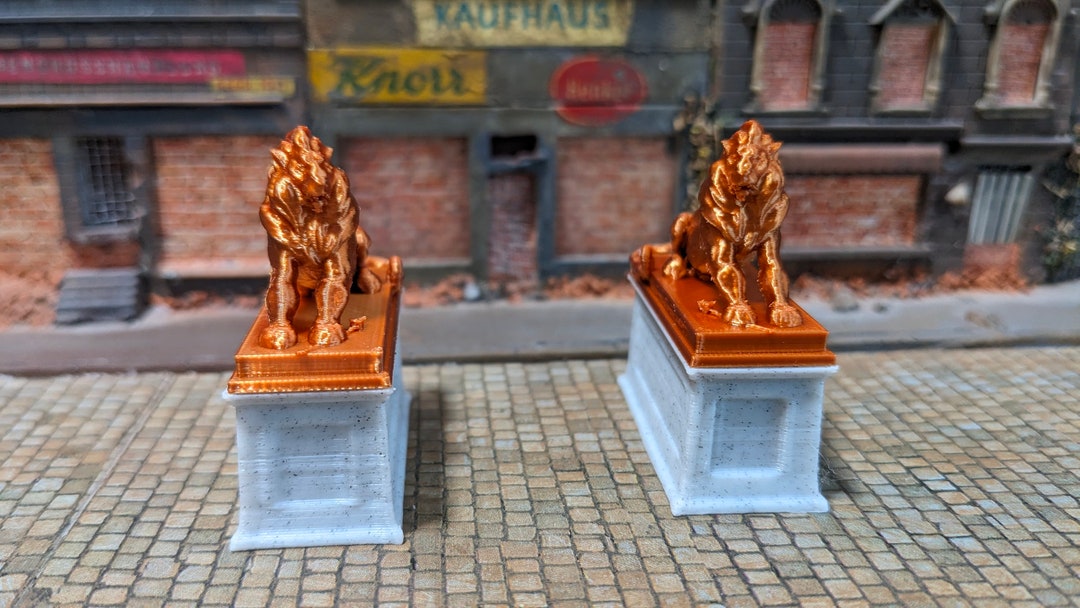 Set of 2 Lion Monument Memorial Bronze Statue City Diorama H0 HO 1/87 ...