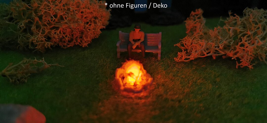 Campfire With LED Flickering Fire Camping for Model Railway Gauge H0 ...