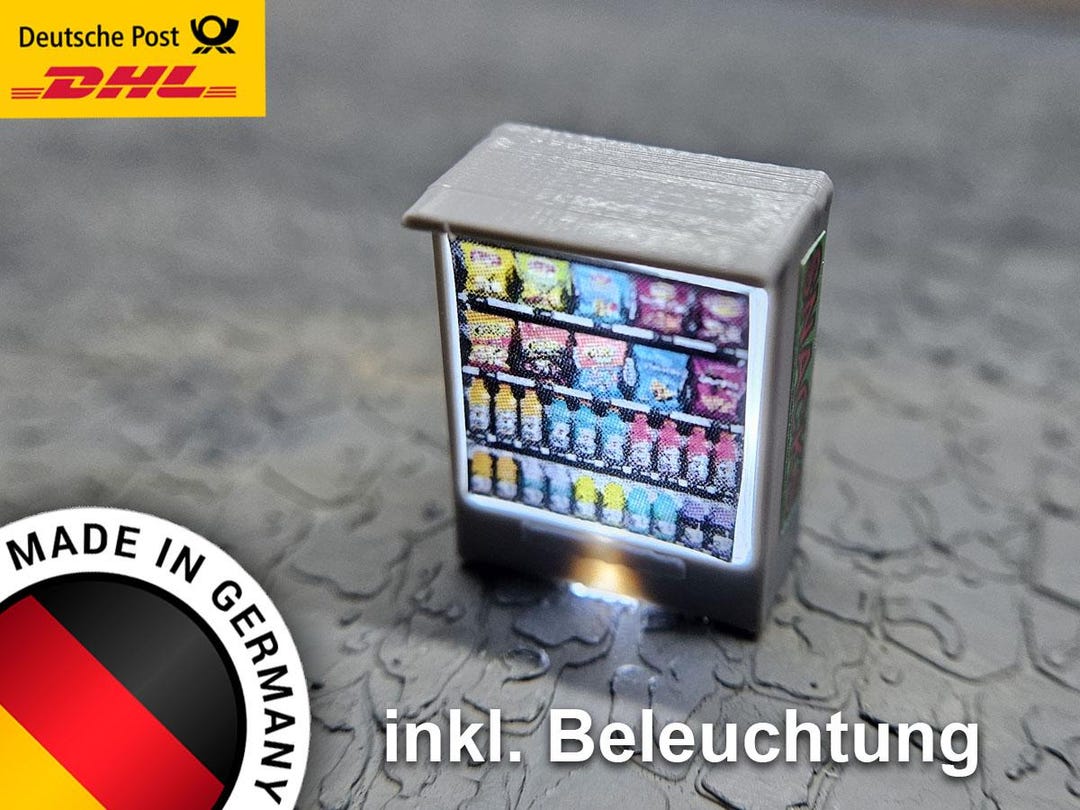 H0 Set 1:87 Illuminated Snack Vending Machine Including LED + Sticker ...