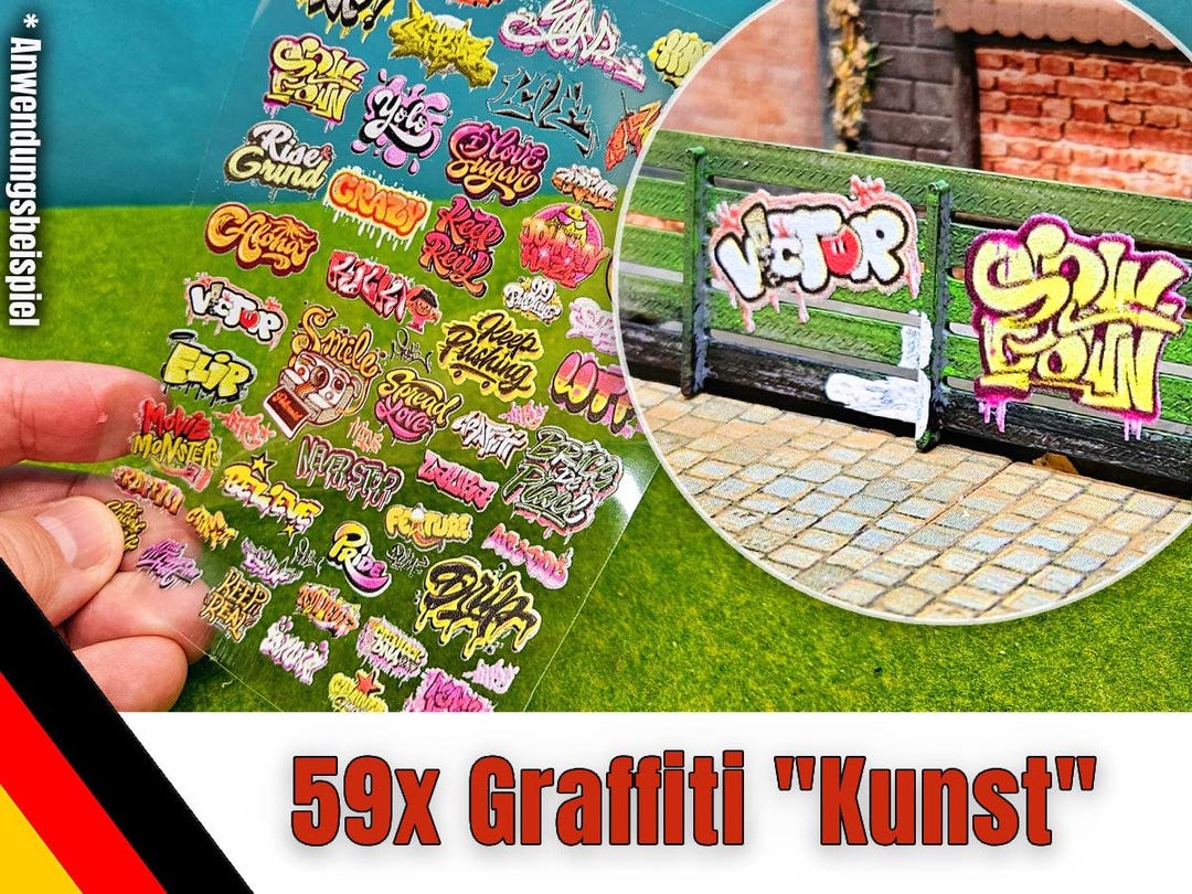 59 Graffiti Tags, Artwork, Street Art Stickers, Opaque, Suitable for H0 ...