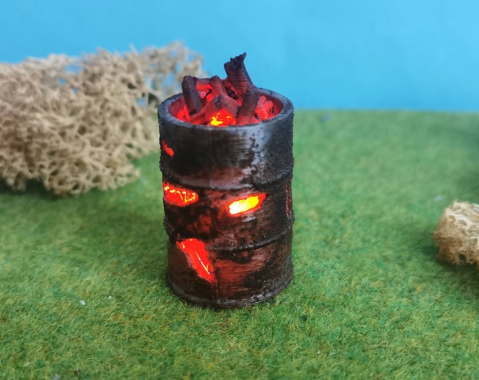 1:12 Scale Rusty Burn Barrel Prop Lot Diorama Action Figure Photography ...