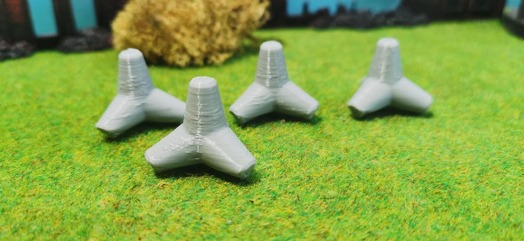 4 Pieces Tank Barrier Panzerigel Concrete Hedgehog World War II Diorama ...