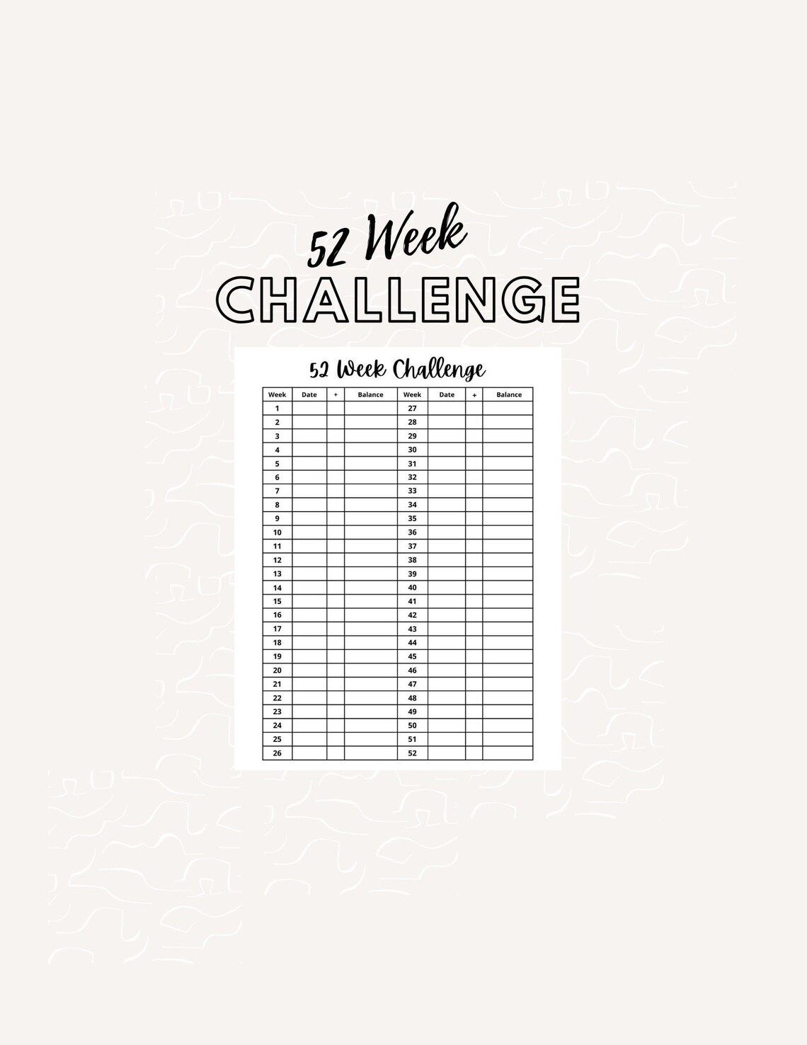 52 Week Savings Challenge Printable 52 Week Tracker 52 Week | Etsy