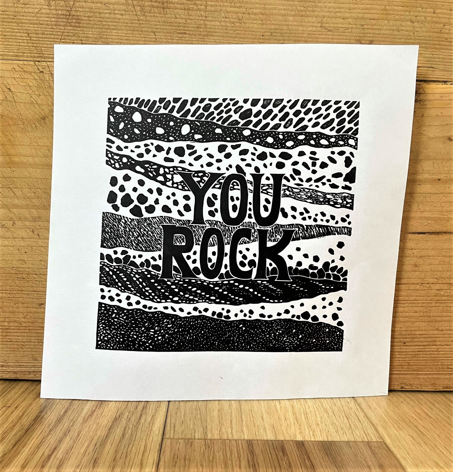 You Rock Print Original Linoprint Linocut Geology - Etsy UK