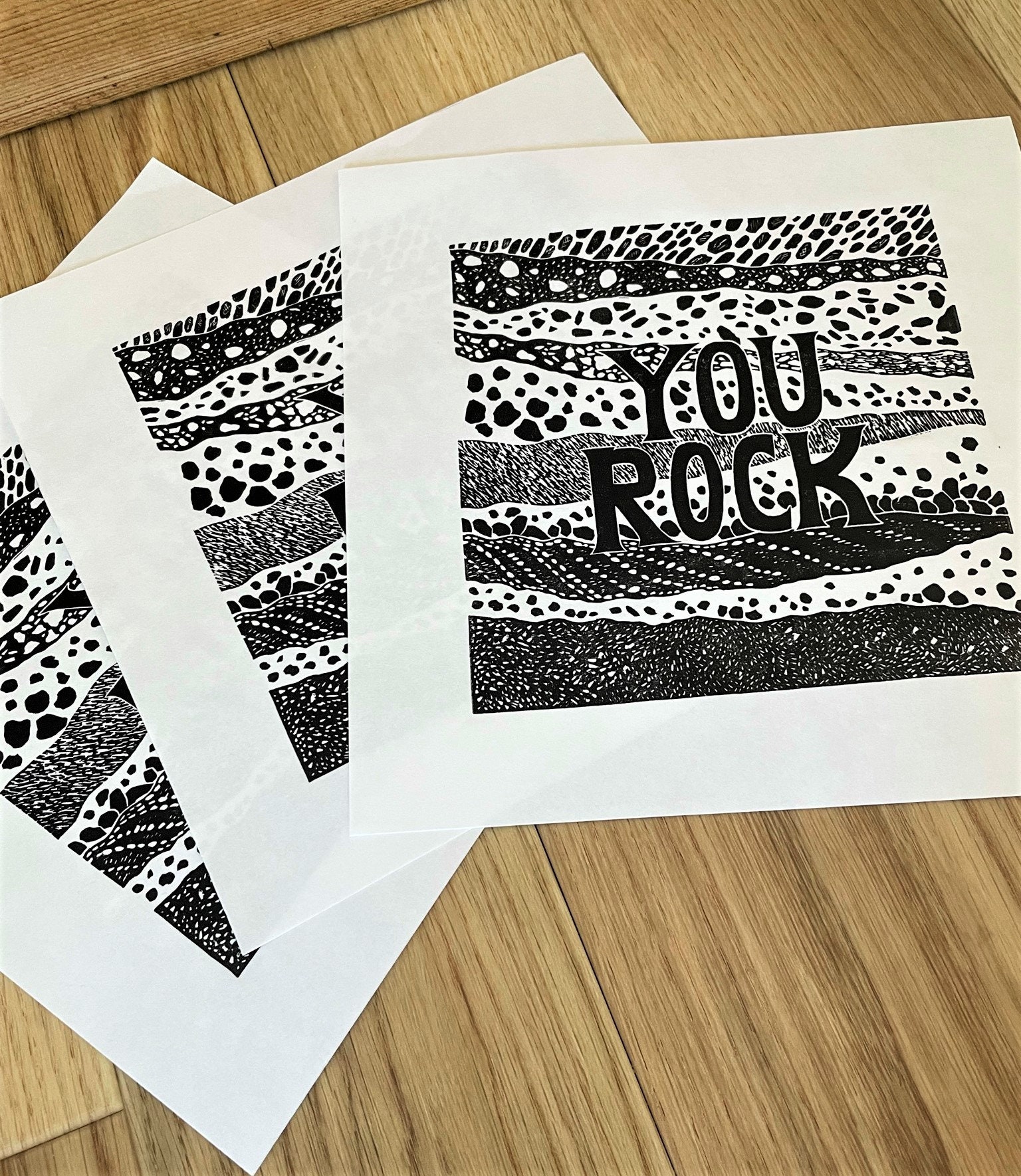 You Rock Print Original Linoprint Linocut Geology | Etsy