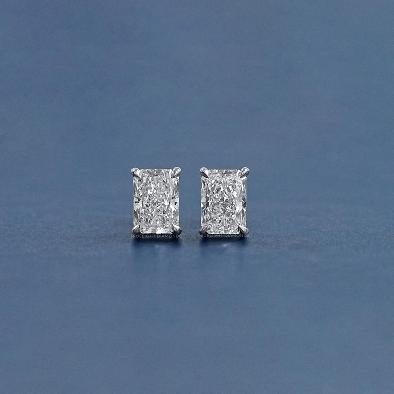 0.50 TO 5.00 TCW Radiant Cut Lab Grown Diamond Earrings / CVD Diamond ...