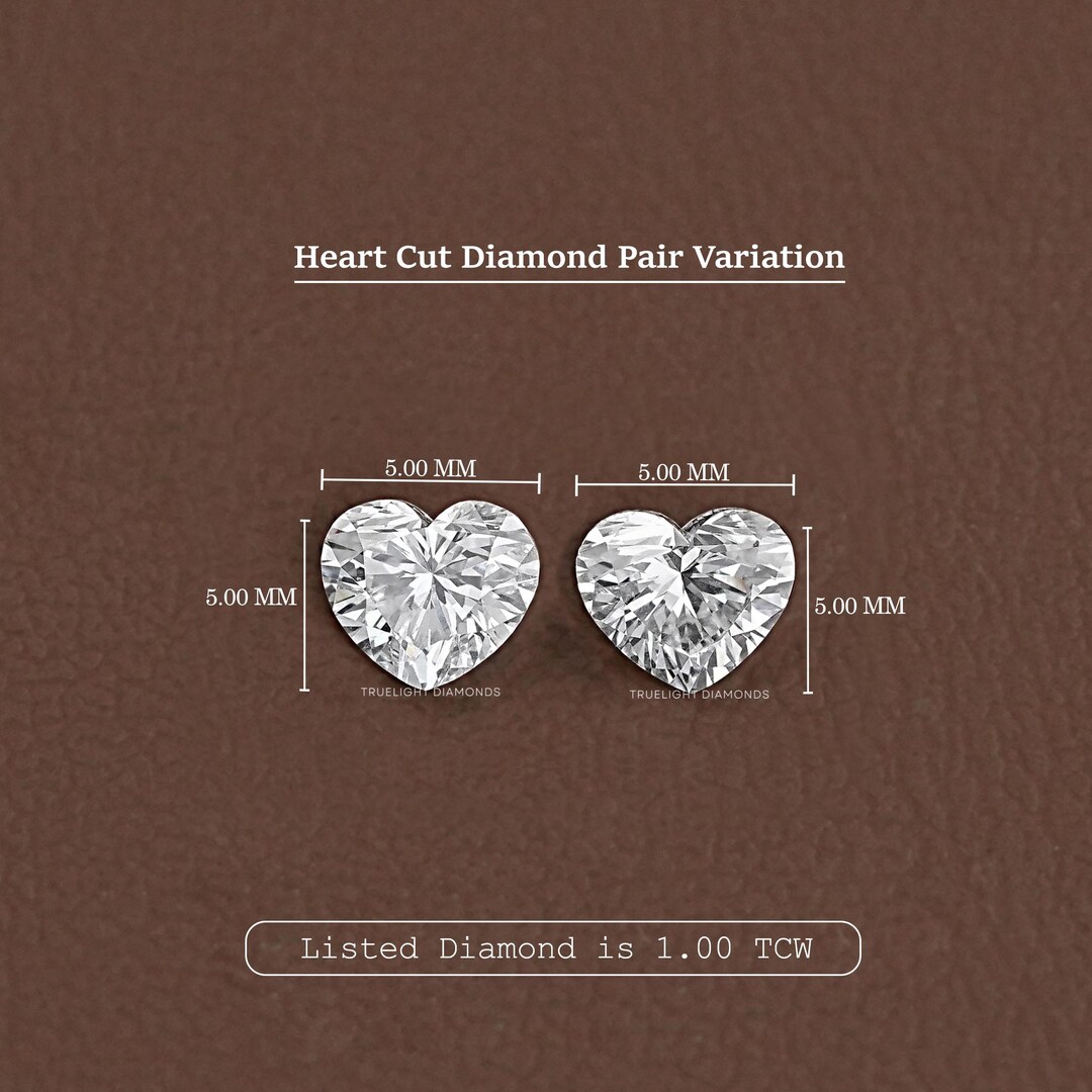Heart Shaped Pair Lab Diamond for Wedding Studs / 0.25 - 2.00 TCW Fancy ...