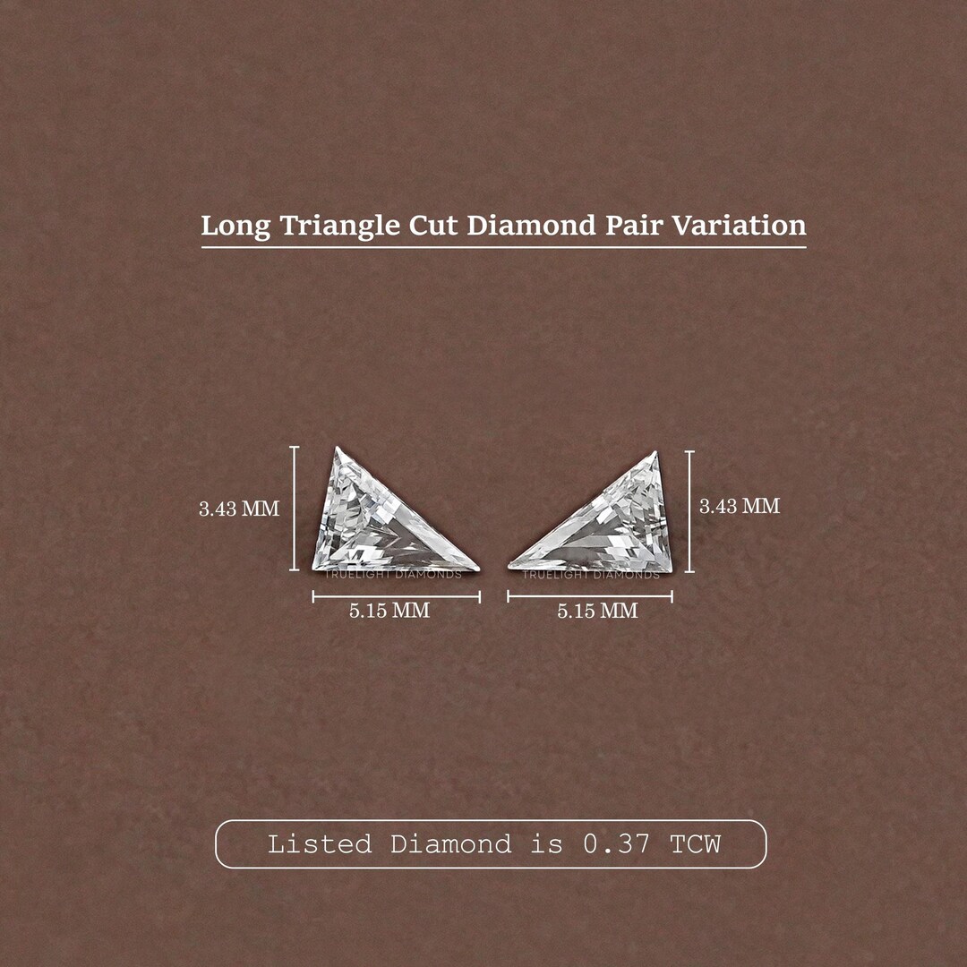 0.25 TCW to 2.00 TCW Long Triangle Cut Lab Grown Diamond / Loose Diamond Matching Pair for ...