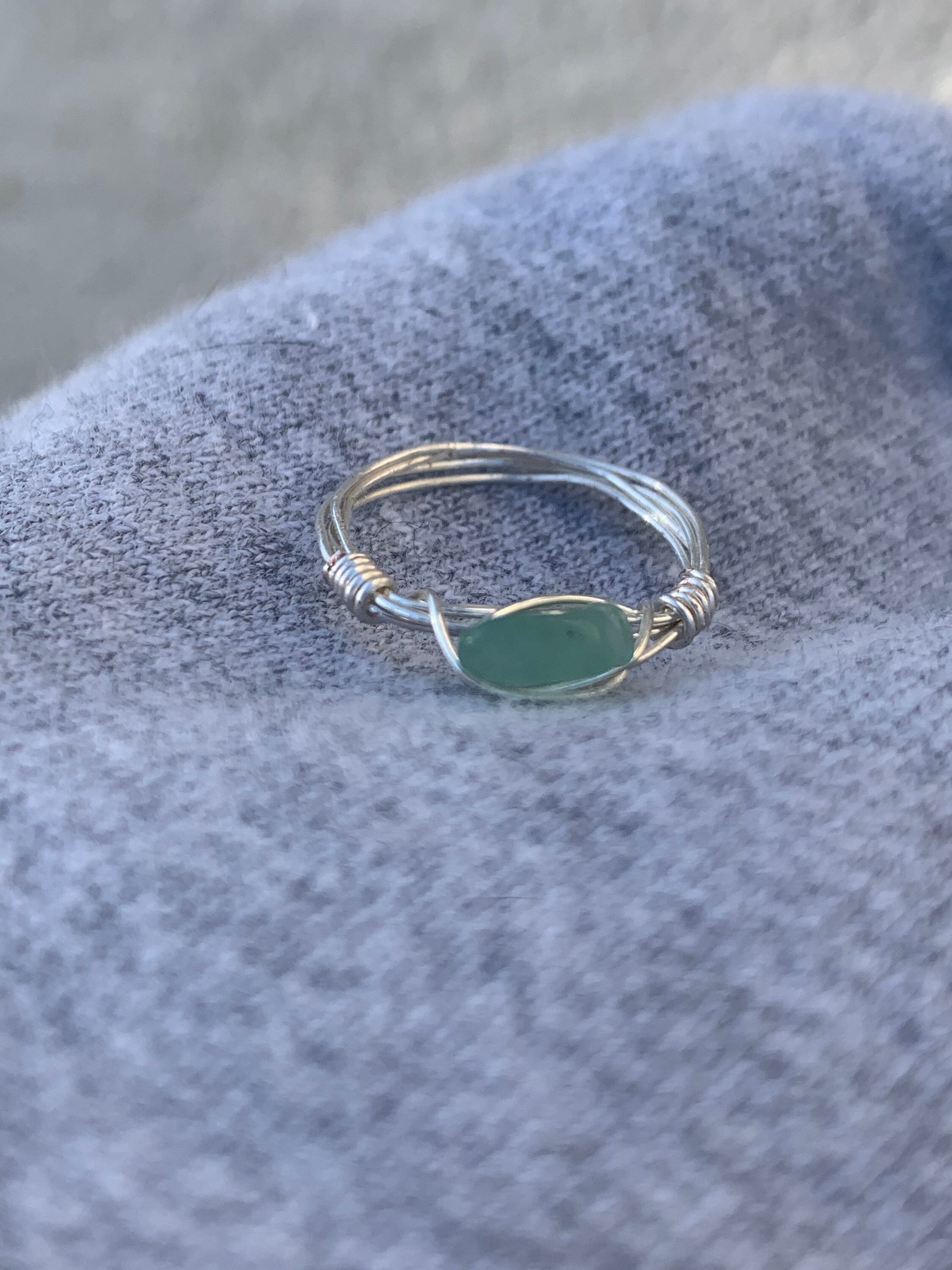 Sage silver wired ring | Etsy