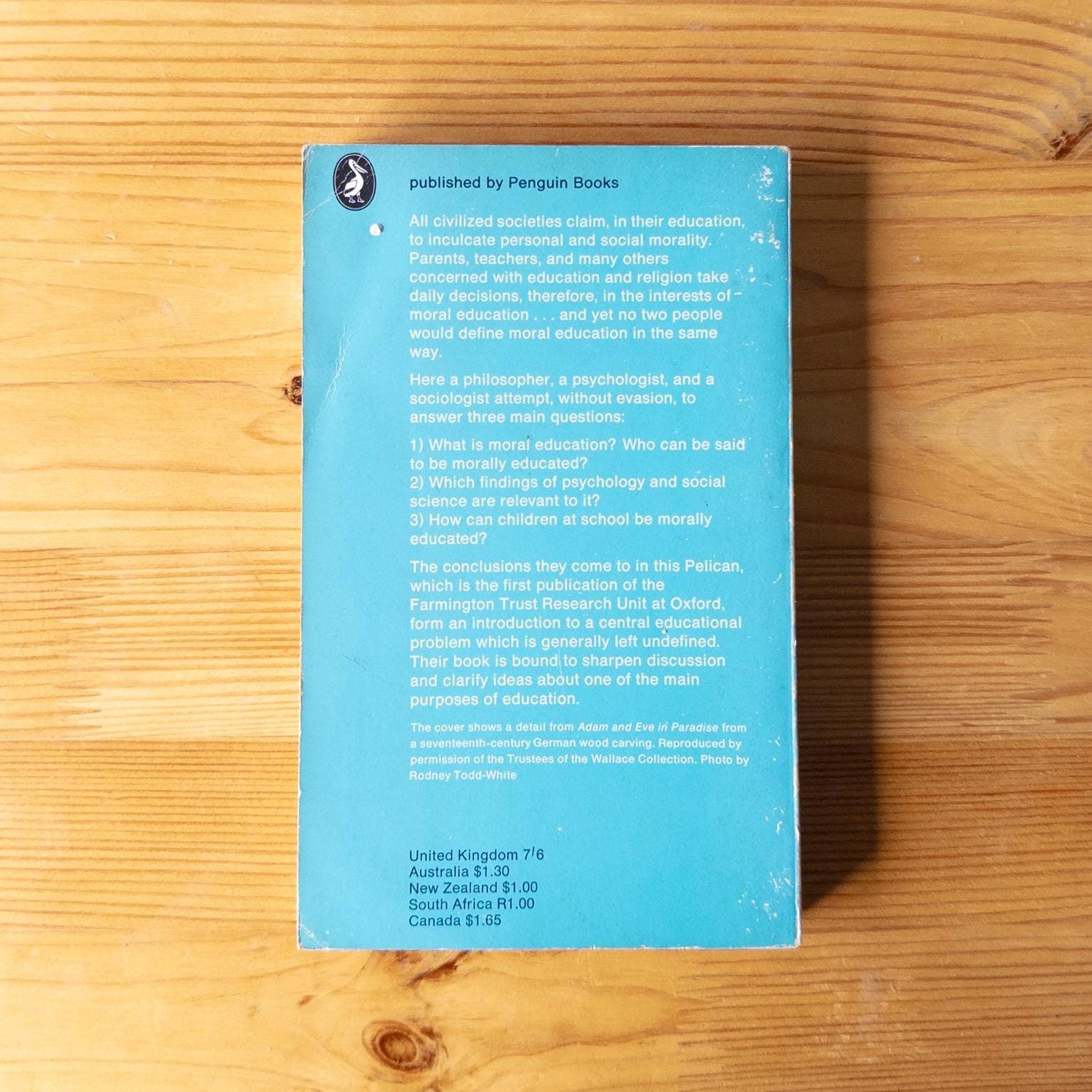 Introduction to Moral Education John Wilson Norman Williams Barry ...