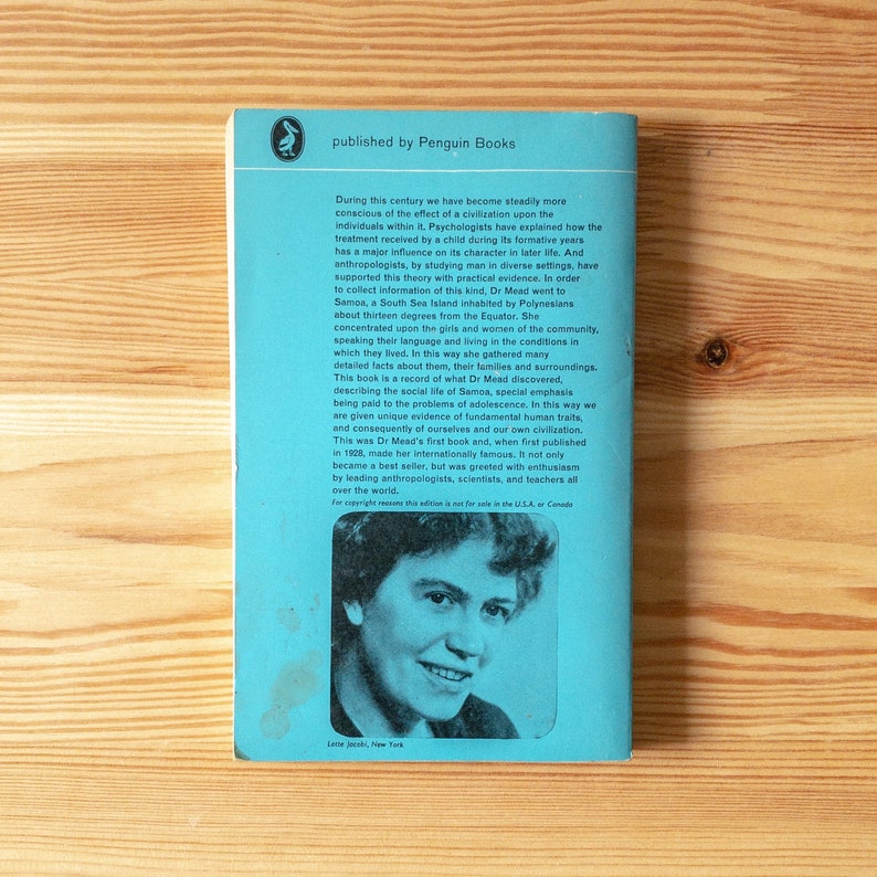 Coming of Age in Samoa Margaret Mead Pelican Book | Etsy