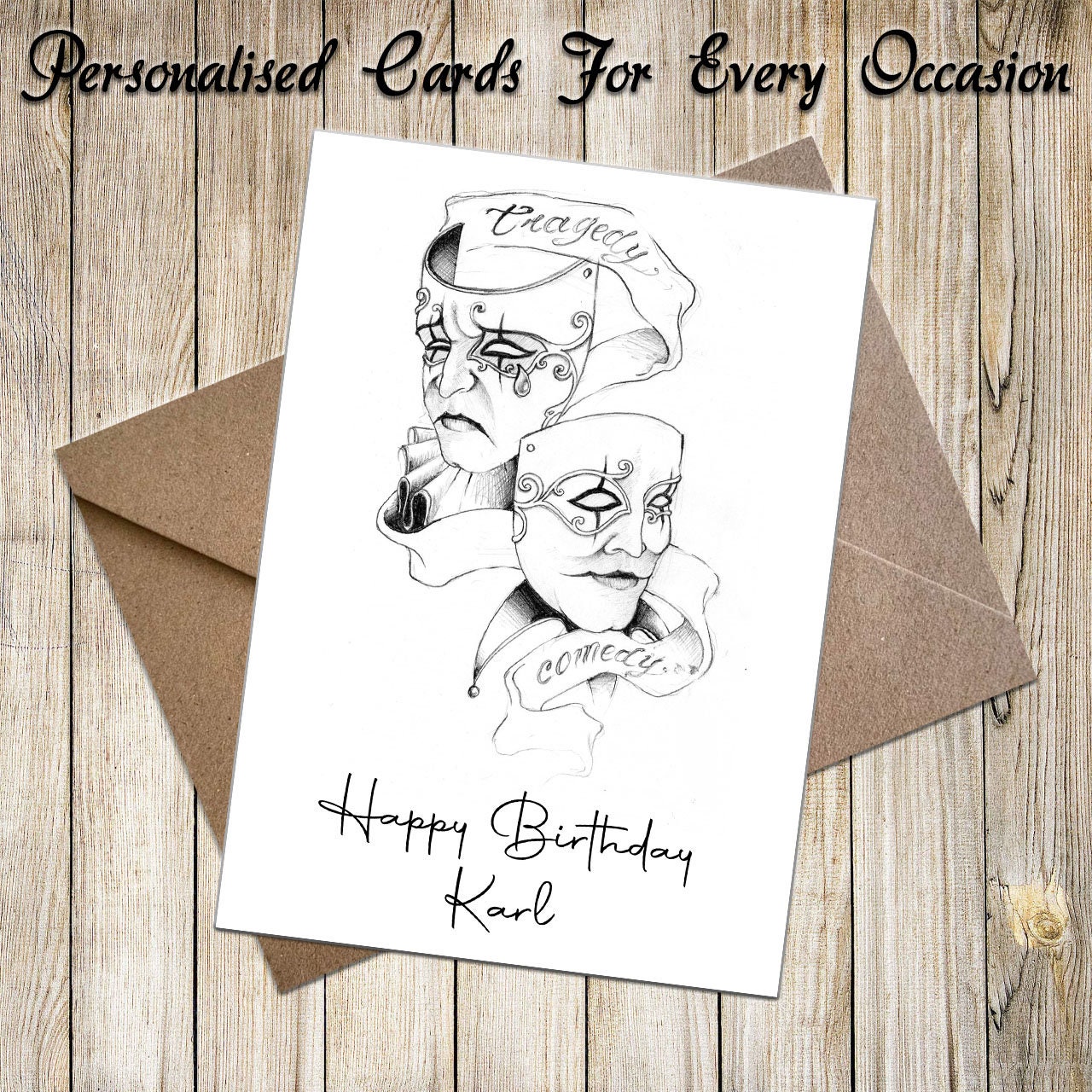 Drama Actors Birthday Card Personalised Comedy & Tragedy Faces | Etsy