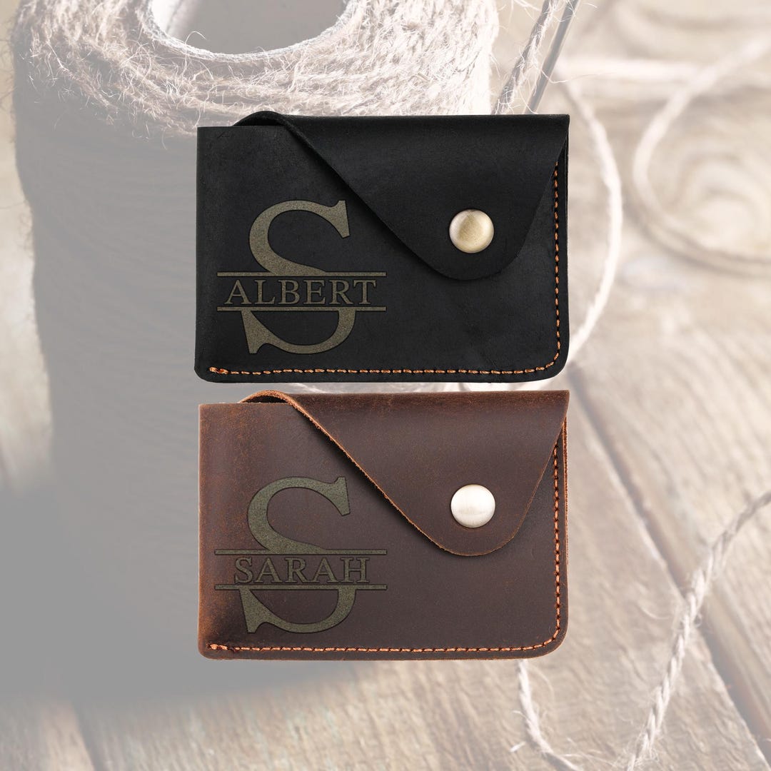 Personalized Mini Pocket Wallet for Men Women, Card Holder, Handmade ...