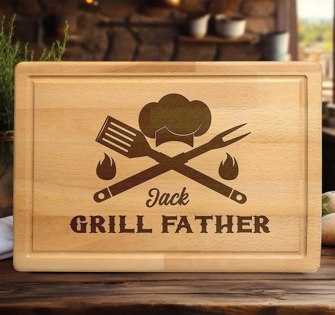 Personalized Grill Father Cutting Board, Custom BBQ Cutting Board ...