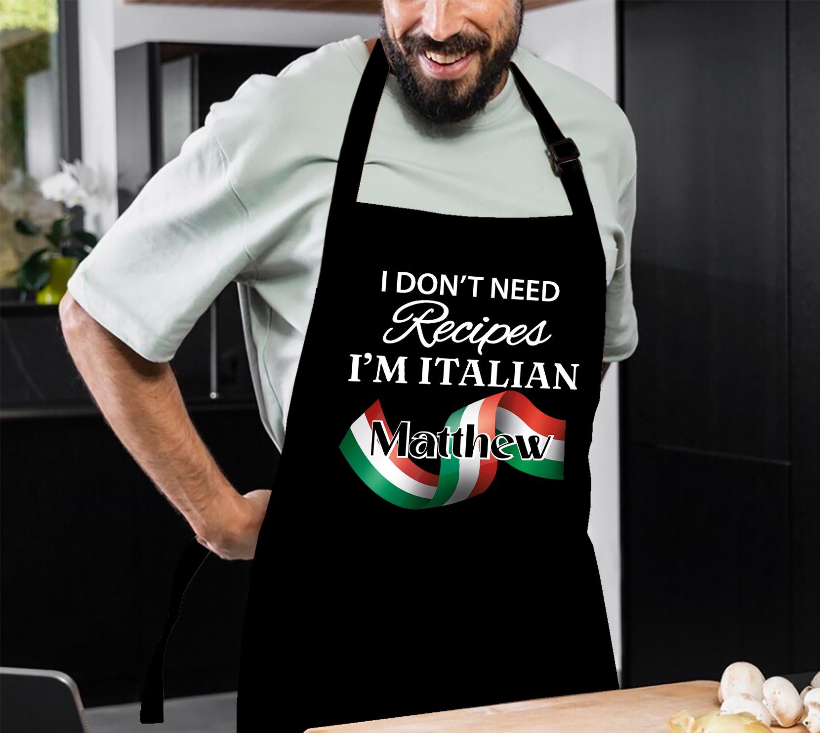 Italian Unisex Apron, Recipe Apron, Custom Italian Apron, Personalized ...