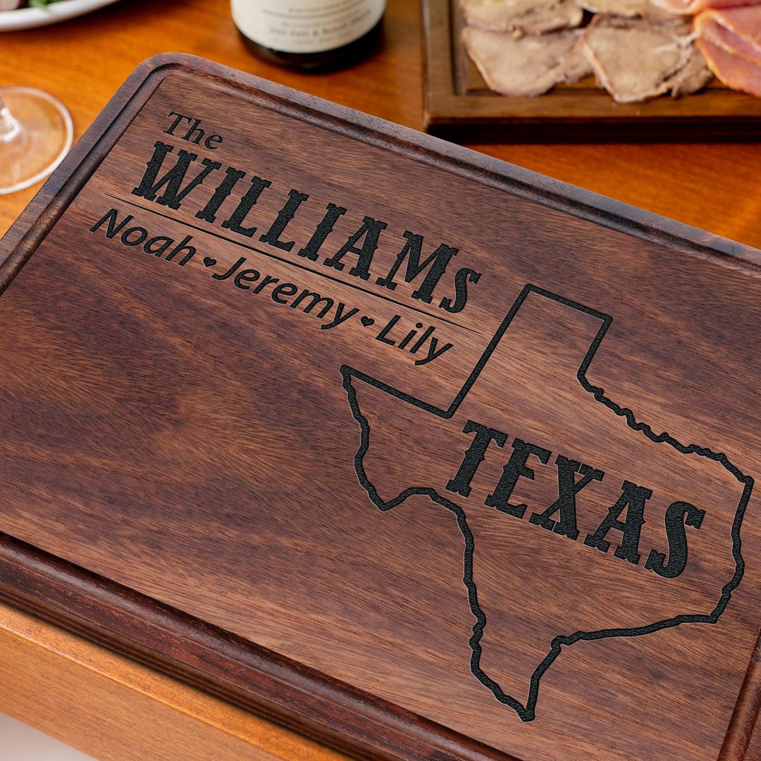 Texas Art on Personalized Cutting Board, Texas Map With Wooden Gift ...
