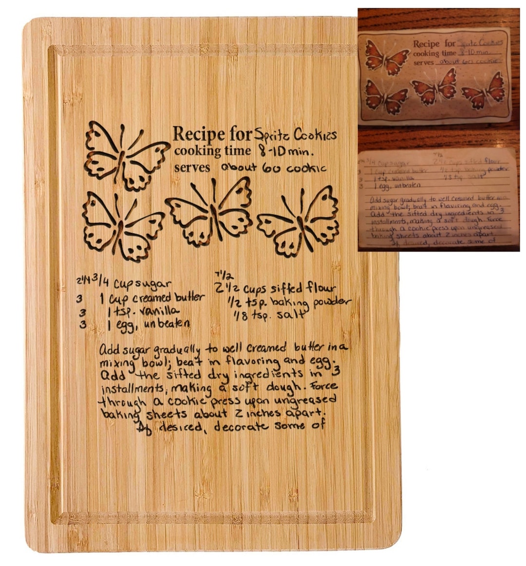 Handwritten Recipe Engraved Cutting Board for Women Mom Grandma, Unique ...