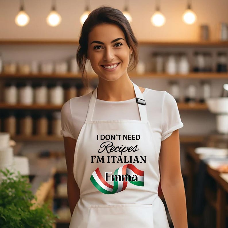 Italian Unisex Apron, Recipe Apron, Custom Italian Apron, Personalized ...
